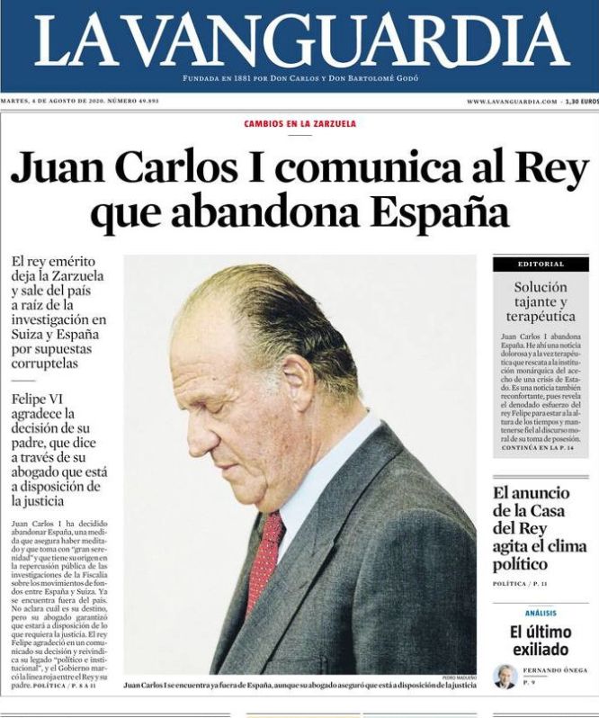 Revista De Prensa Las Portadas Que Recogen La Marcha Del Rey Juan