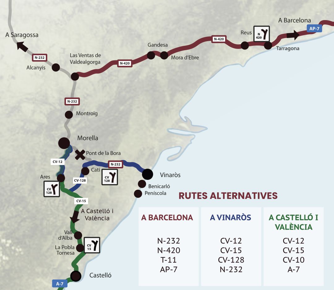 Castellón: La N-232 cortada al tráfico por obras en Morella | Radio ...